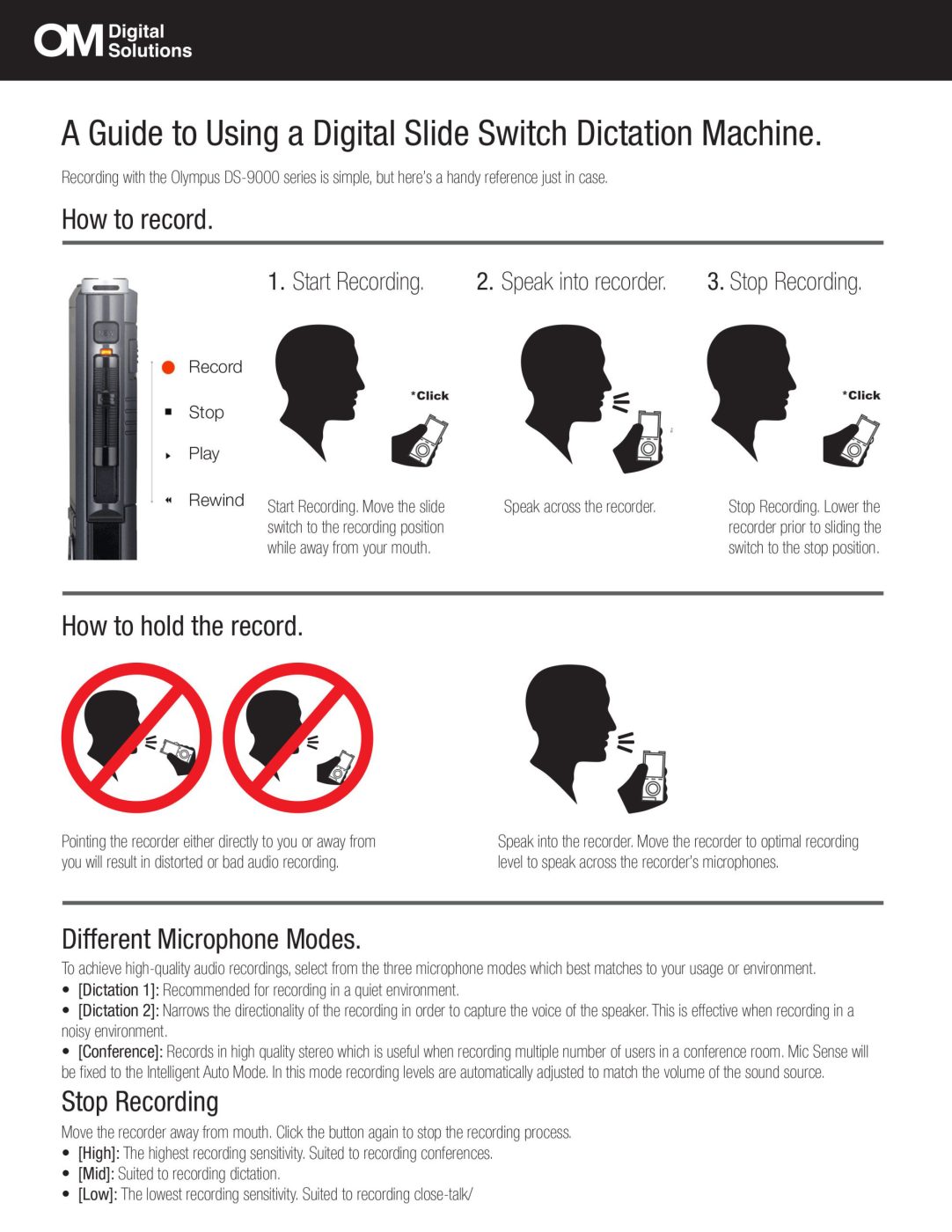 Digital Slide Switch: Usage Guide - Olympus Dictation